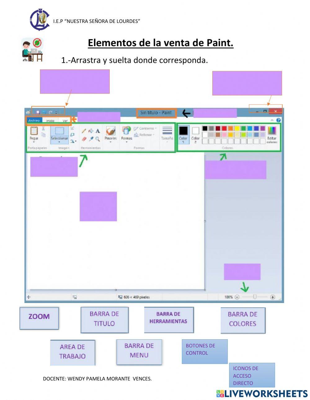 Elementos de paint activity | Live Worksheets