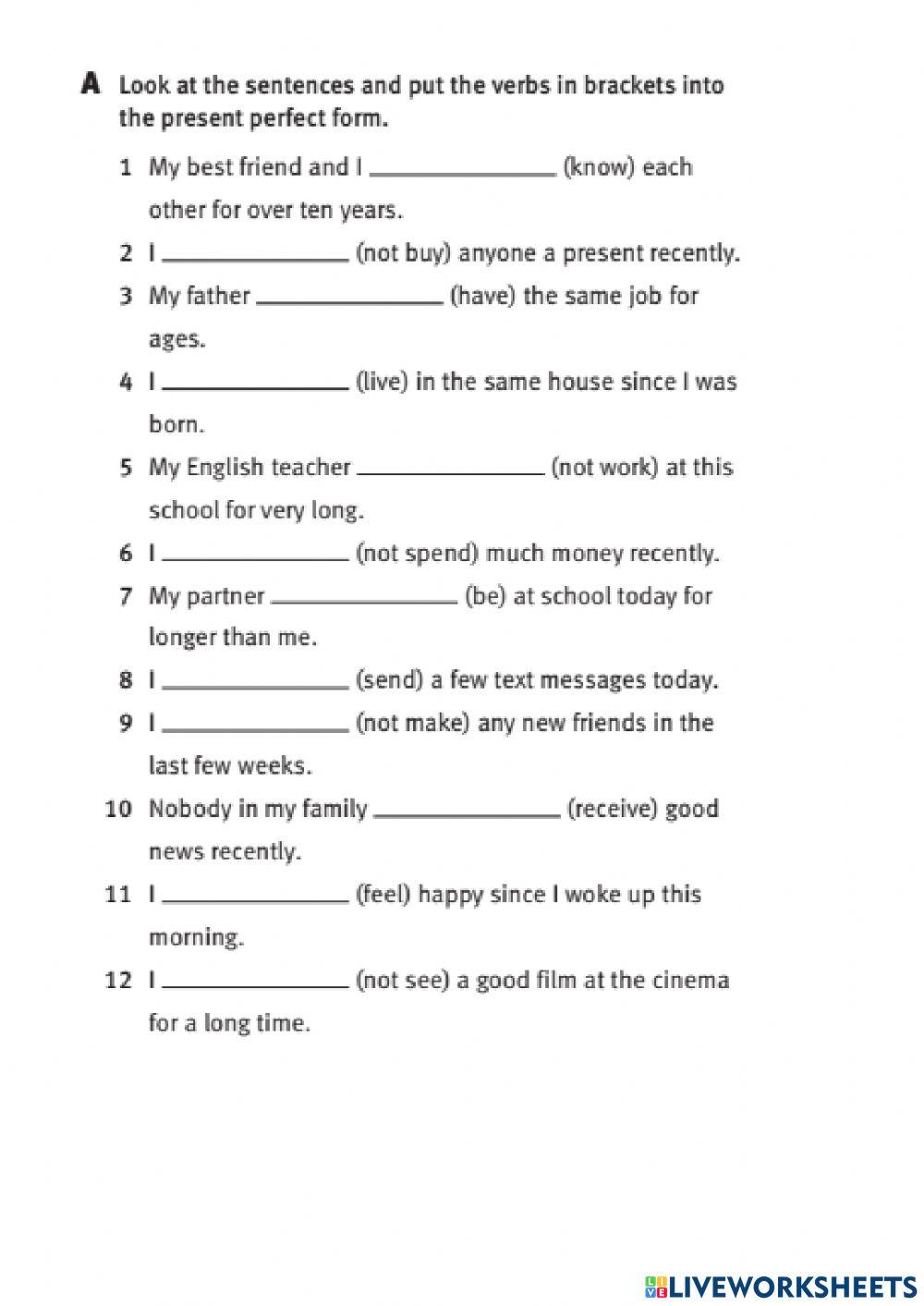 Present Perfect x Past Simple exercise | Live Worksheets