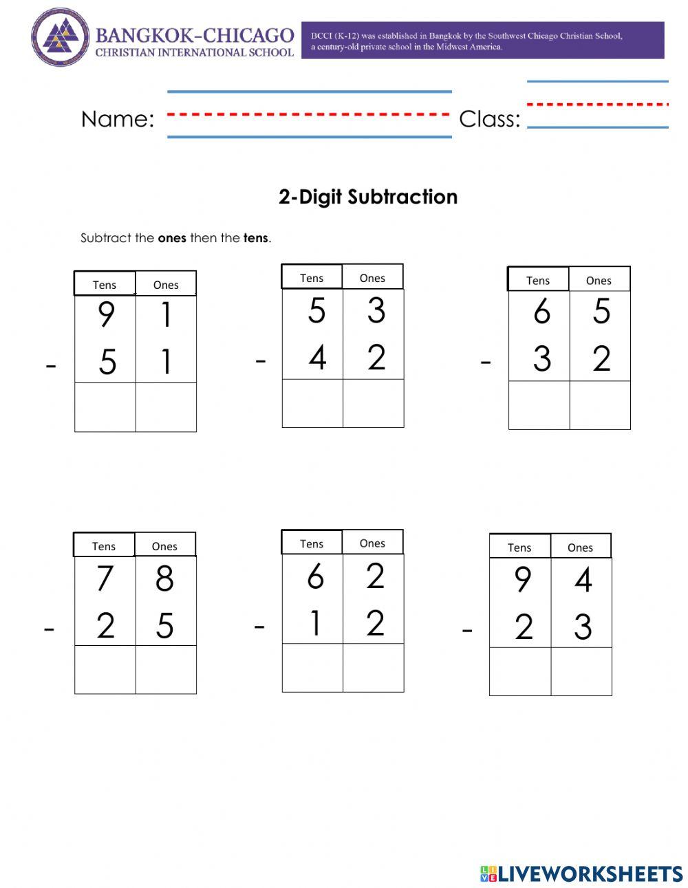 Subtraction online exercise for K2 | Live Worksheets
