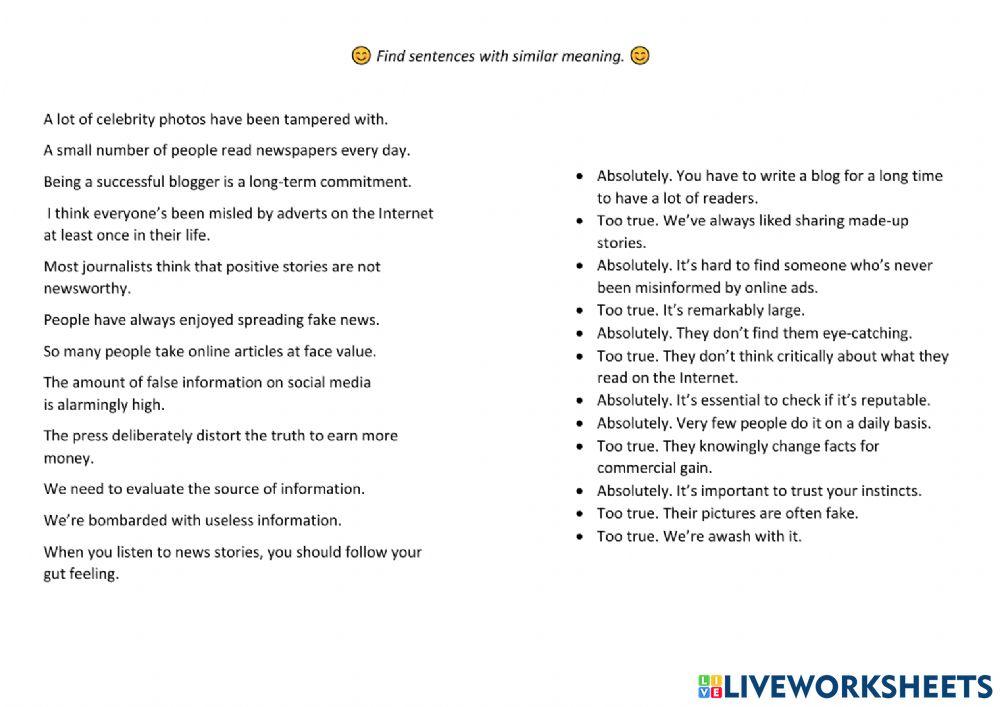 Falsehood worksheet | Live Worksheets