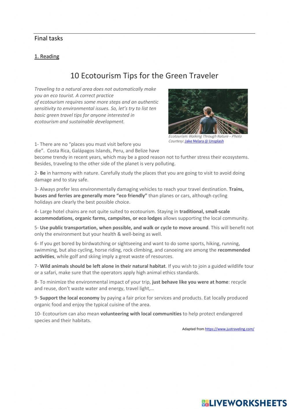Go green - part 7 worksheet | Live Worksheets