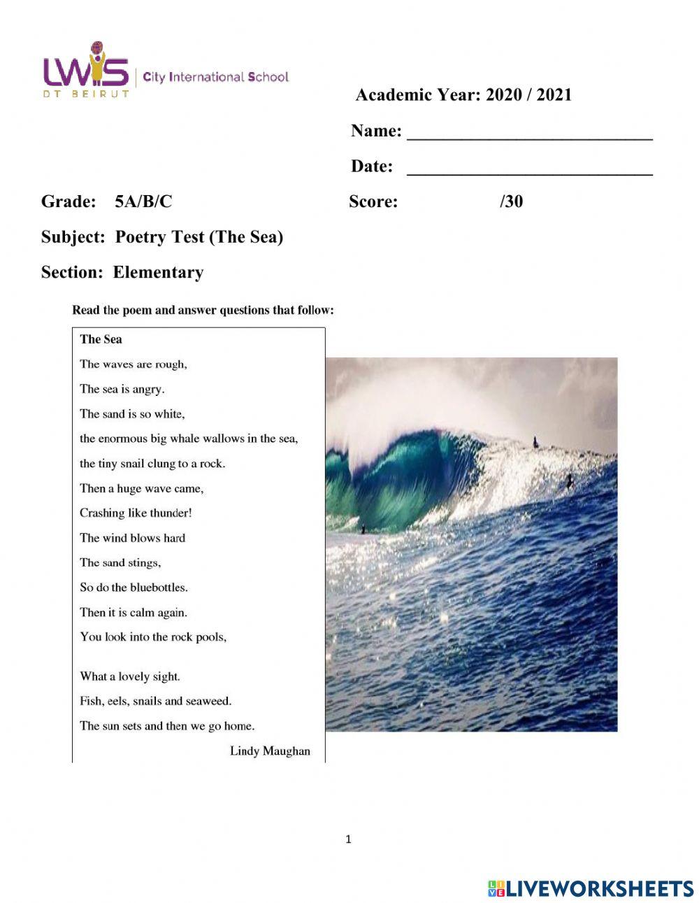 Poetry 987867 | Sumayah | Live Worksheets