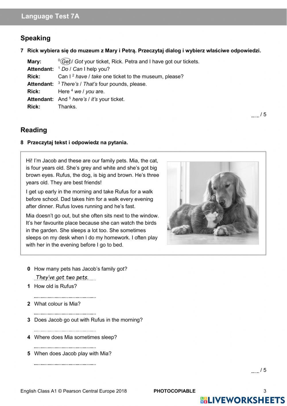 Klasa IV unit 7 | Free Interactive Worksheets | 6582536