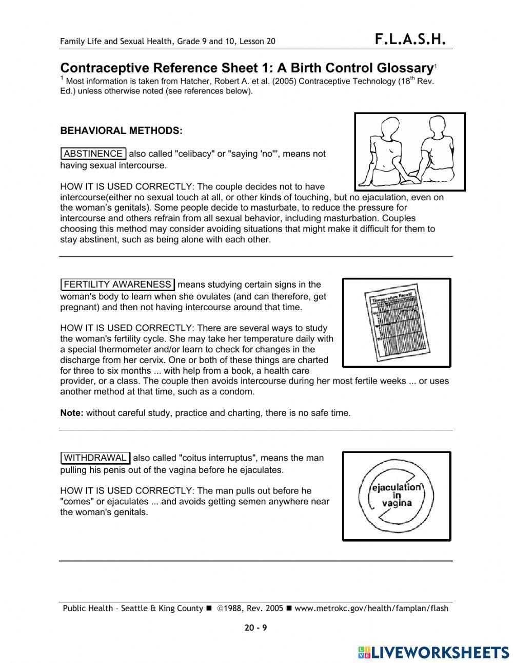 CONTRACEPTION ASSIGNMENT TODAY online exercise for | Live Worksheets