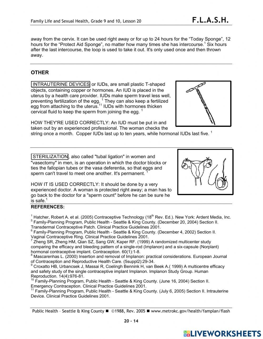 CONTRACEPTION ASSIGNMENT TODAY online exercise for | Live Worksheets
