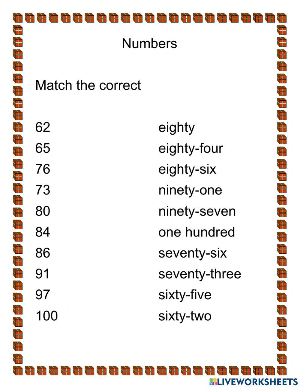 Numbers online exercise for level 3 | Live Worksheets