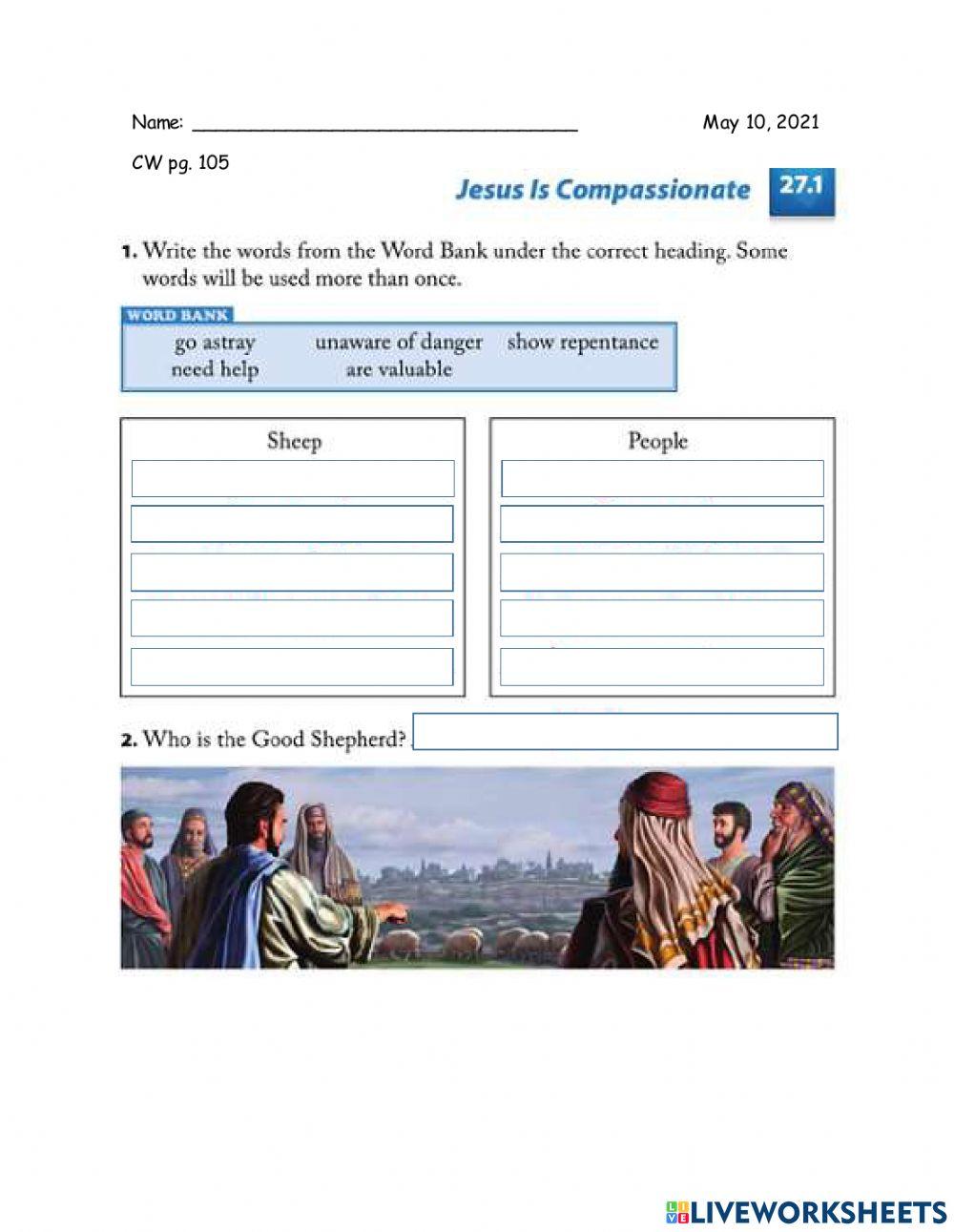 Bible CW 05-10 worksheet | Live Worksheets