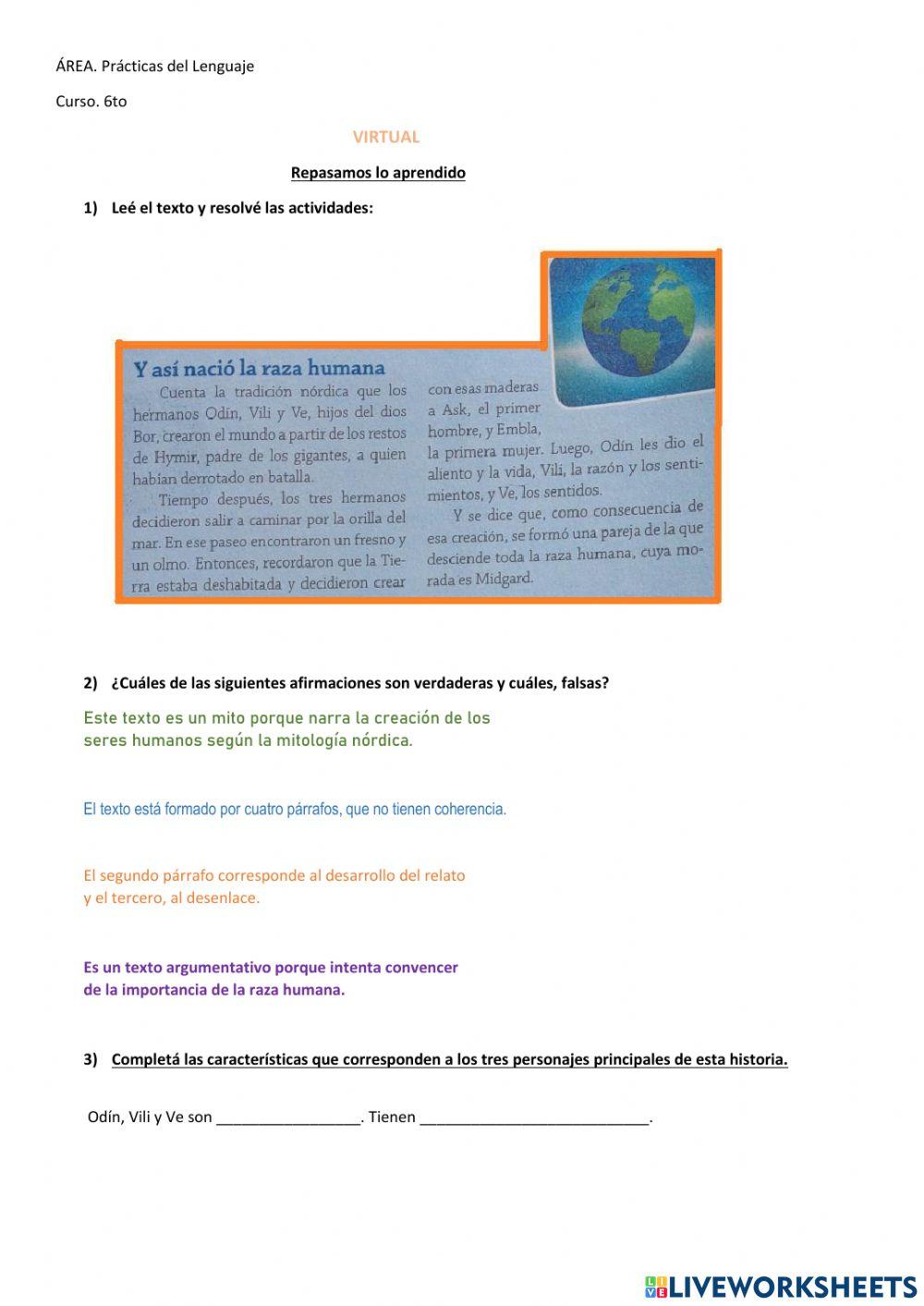 Actividades de repaso - Unidad -El Mito- worksheet | Live Worksheets