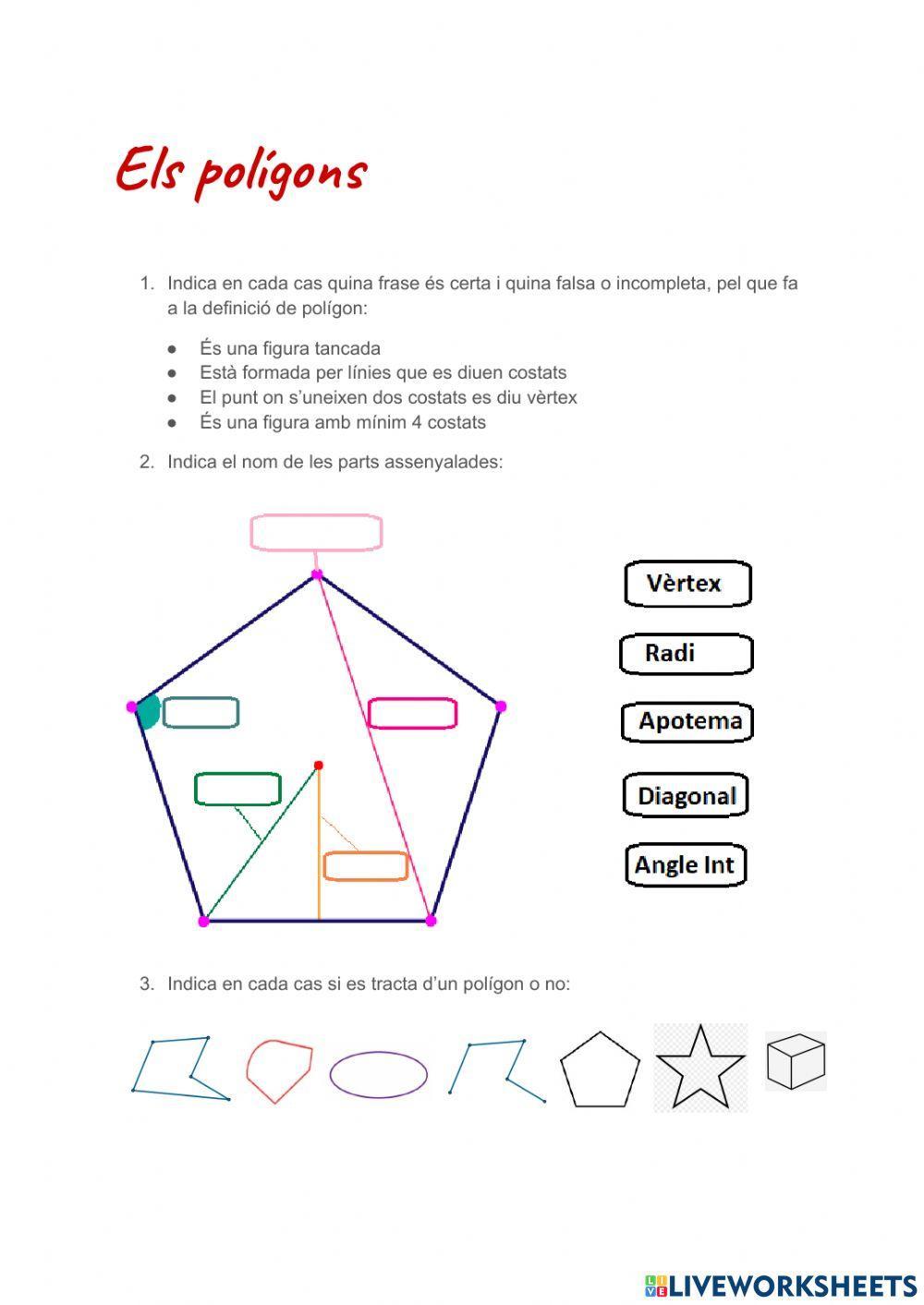 Polígons online pdf exercise | Live Worksheets