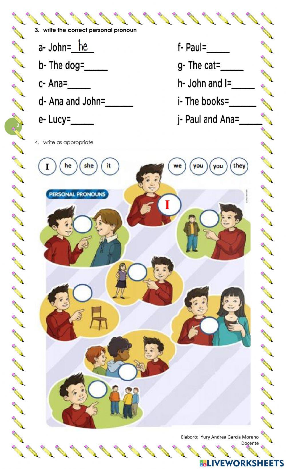 pronombres pers… | Free Interactive Worksheets | 3012554