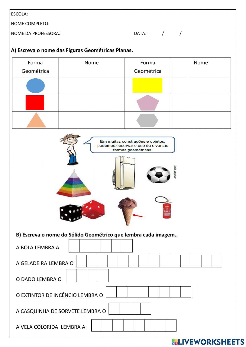 Figuras Planas E Não Planas Atividades - RETOEDU