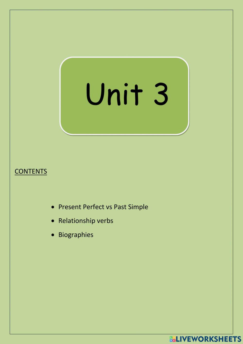 Portada - Unit 3 exercise | Live Worksheets