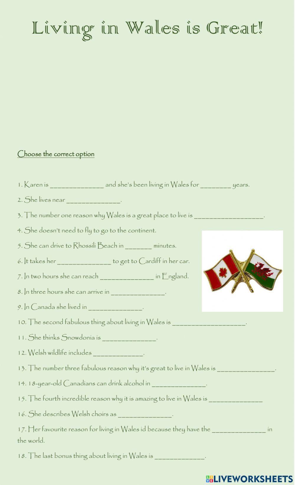 Living in Wales… | Free Interactive Worksheets | 990781