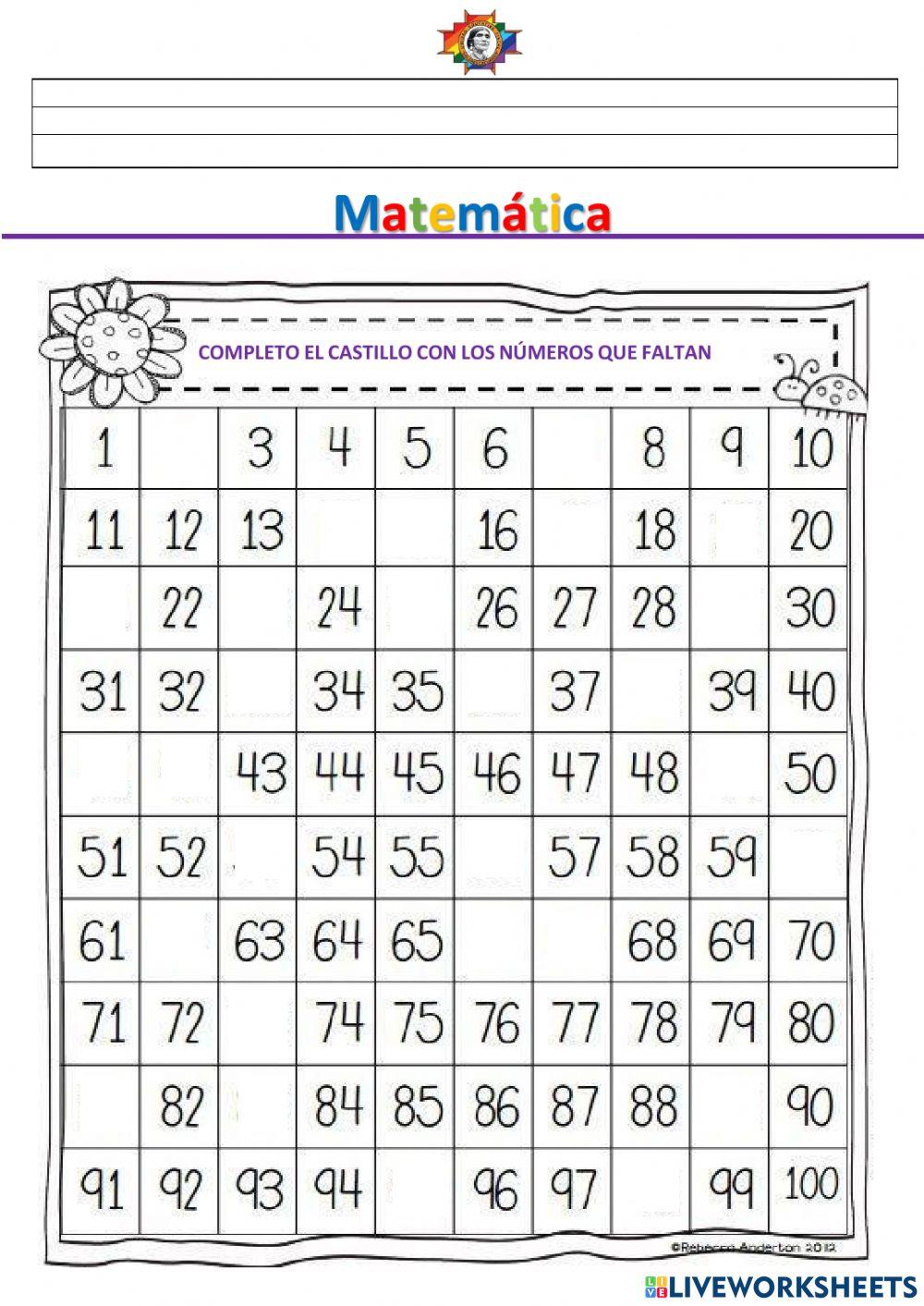 Completa Los Numeros Hasta El 100 - Image to u Completa Los Numeros Hasta El 100 - Image to u