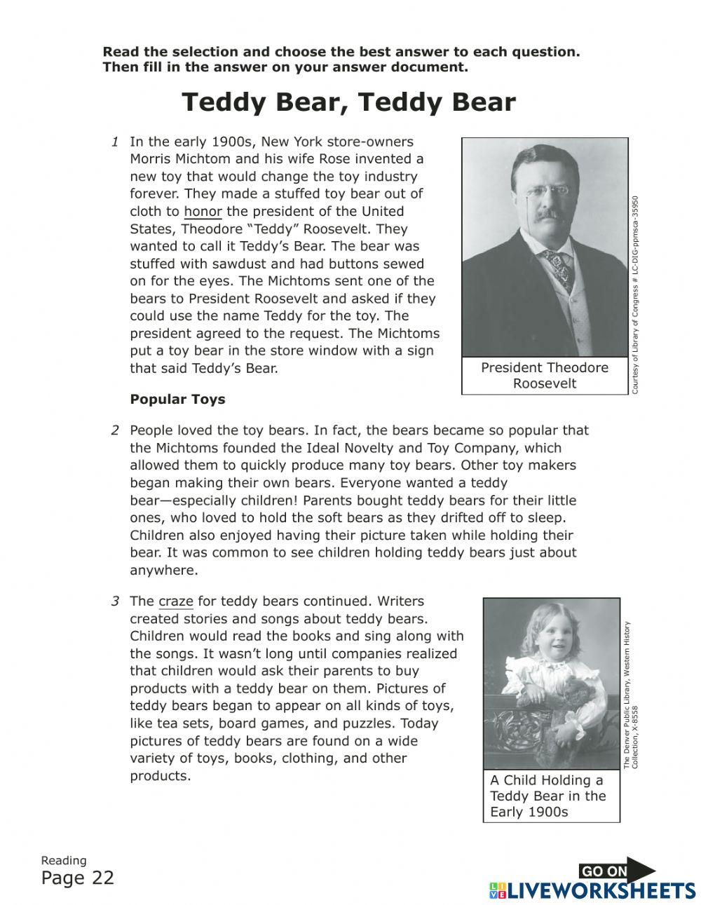 Teddy Bear online exercise for | Live Worksheets