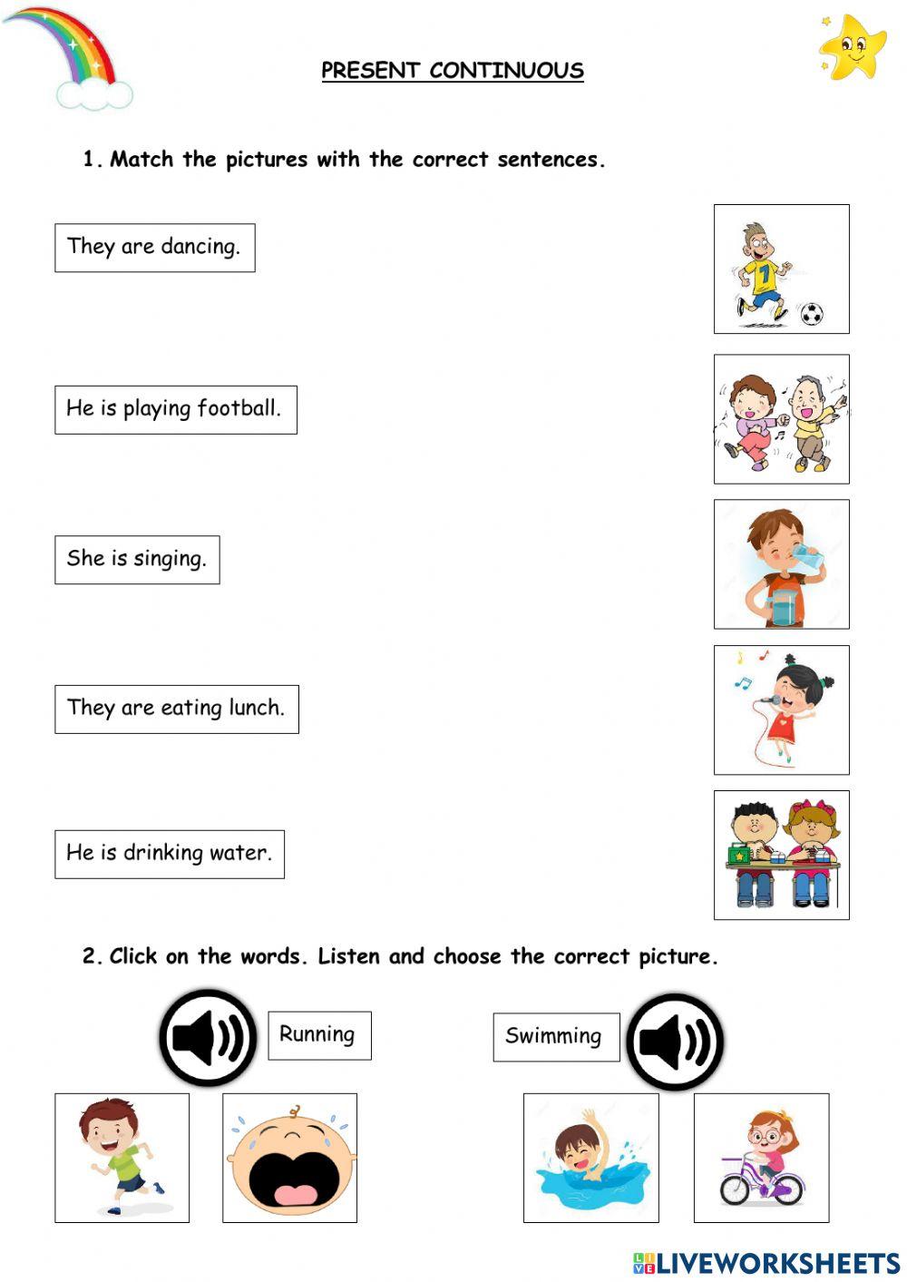 Present Continuous online exercise for Grade 2 | Live Worksheets