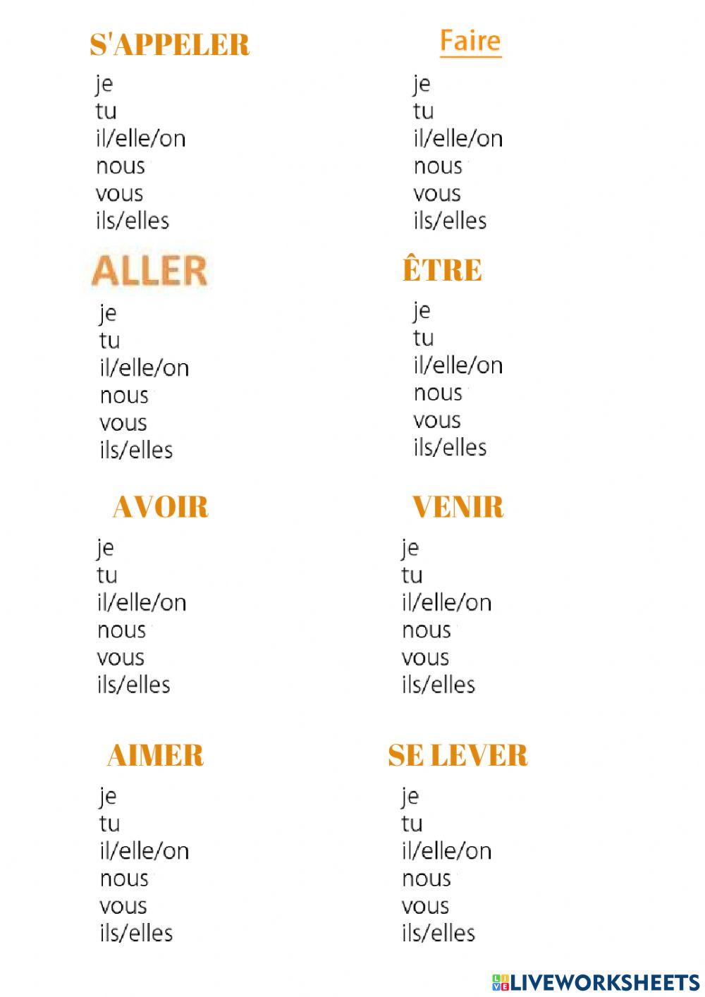 Les verbes online exercise for 1 ESO | Live Worksheets