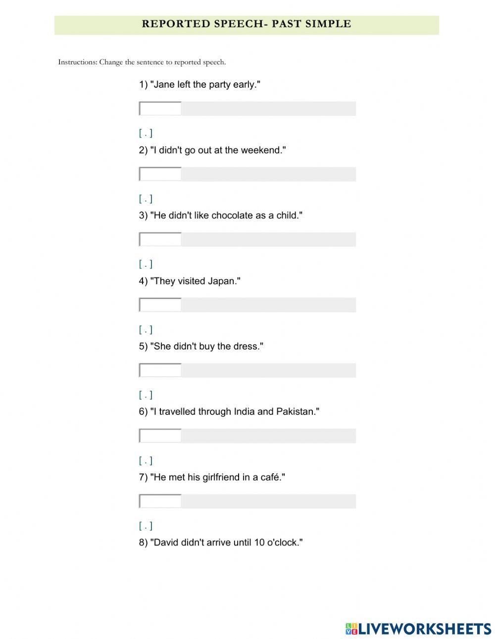 Reported speech… | Free Interactive Worksheets | 992235