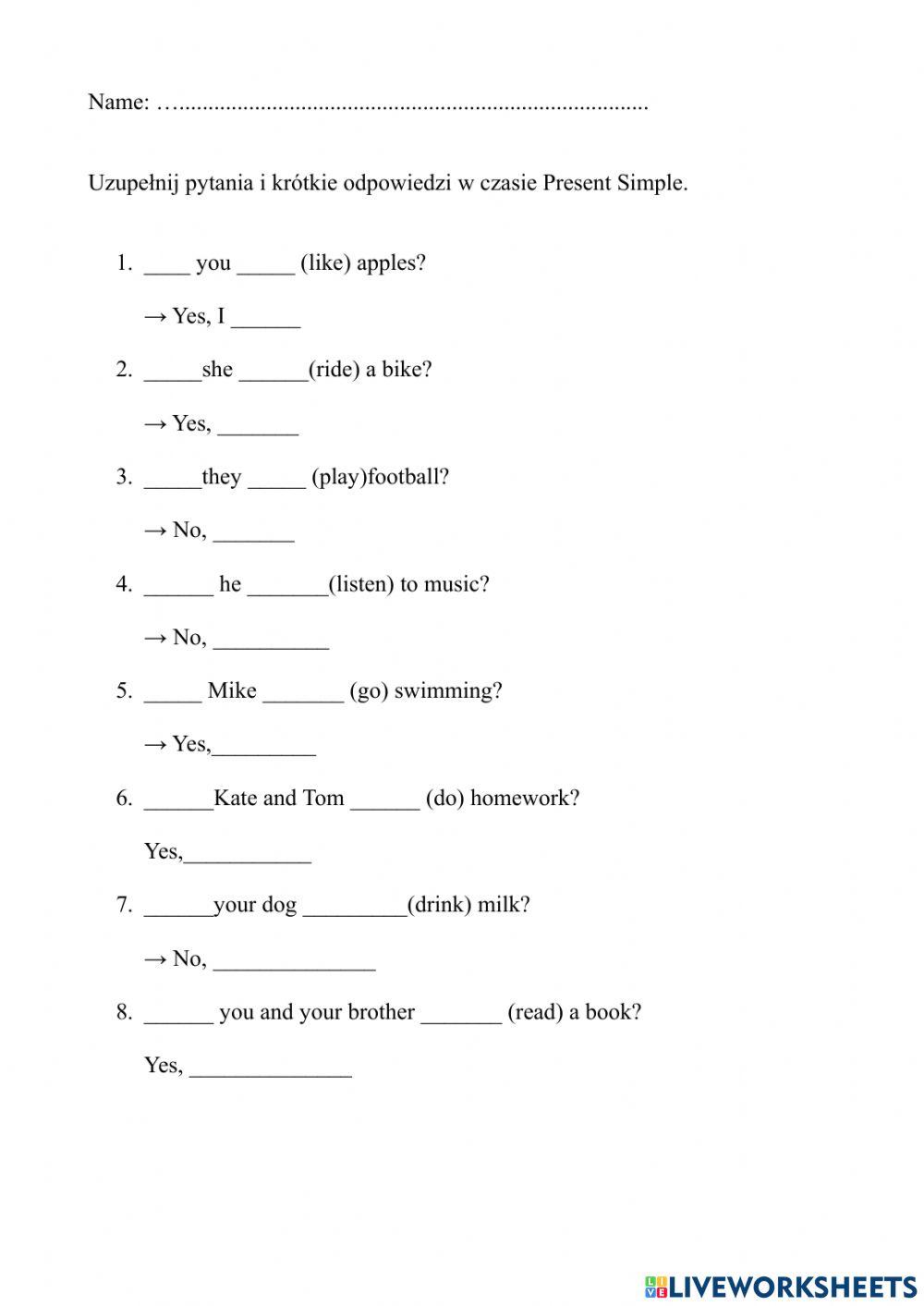 Present simple … | Free Interactive Worksheets | 992254