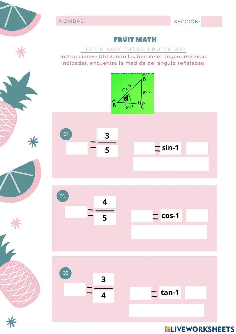 Razones Trigonométricas 2 Worksheet Live Worksheets