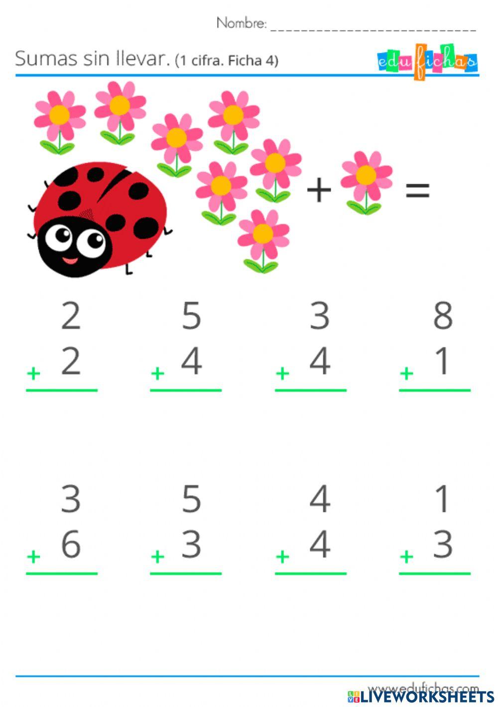 Aprende a sumar interactive worksheet | Live Worksheets