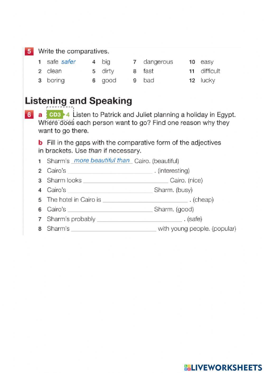 Comparatives online exercise for Elementary | Live Worksheets