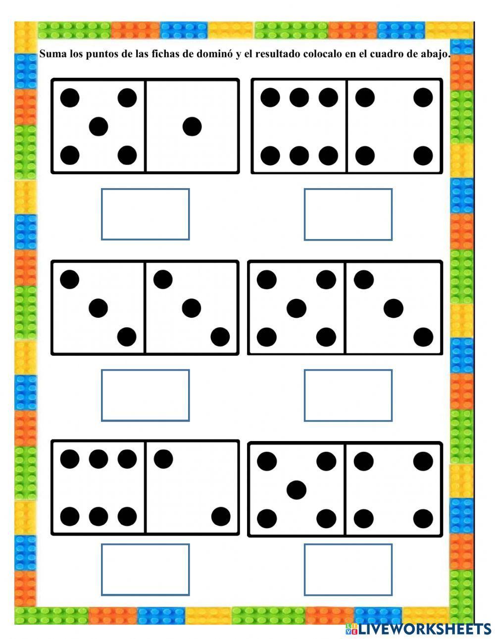 Adiciones de un digito worksheet | Live Worksheets