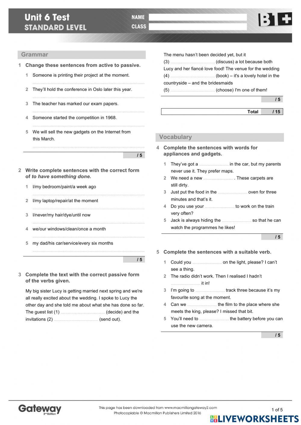 Gateway B1+ Uni… | Free Interactive Worksheets | 6585791