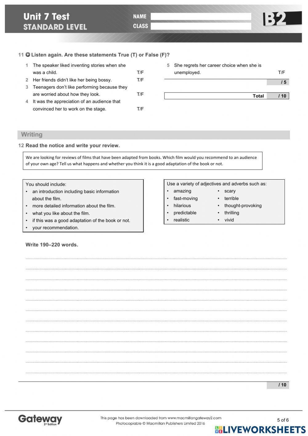 Gateway B2 Unit… | Free Interactive Worksheets | 6585827