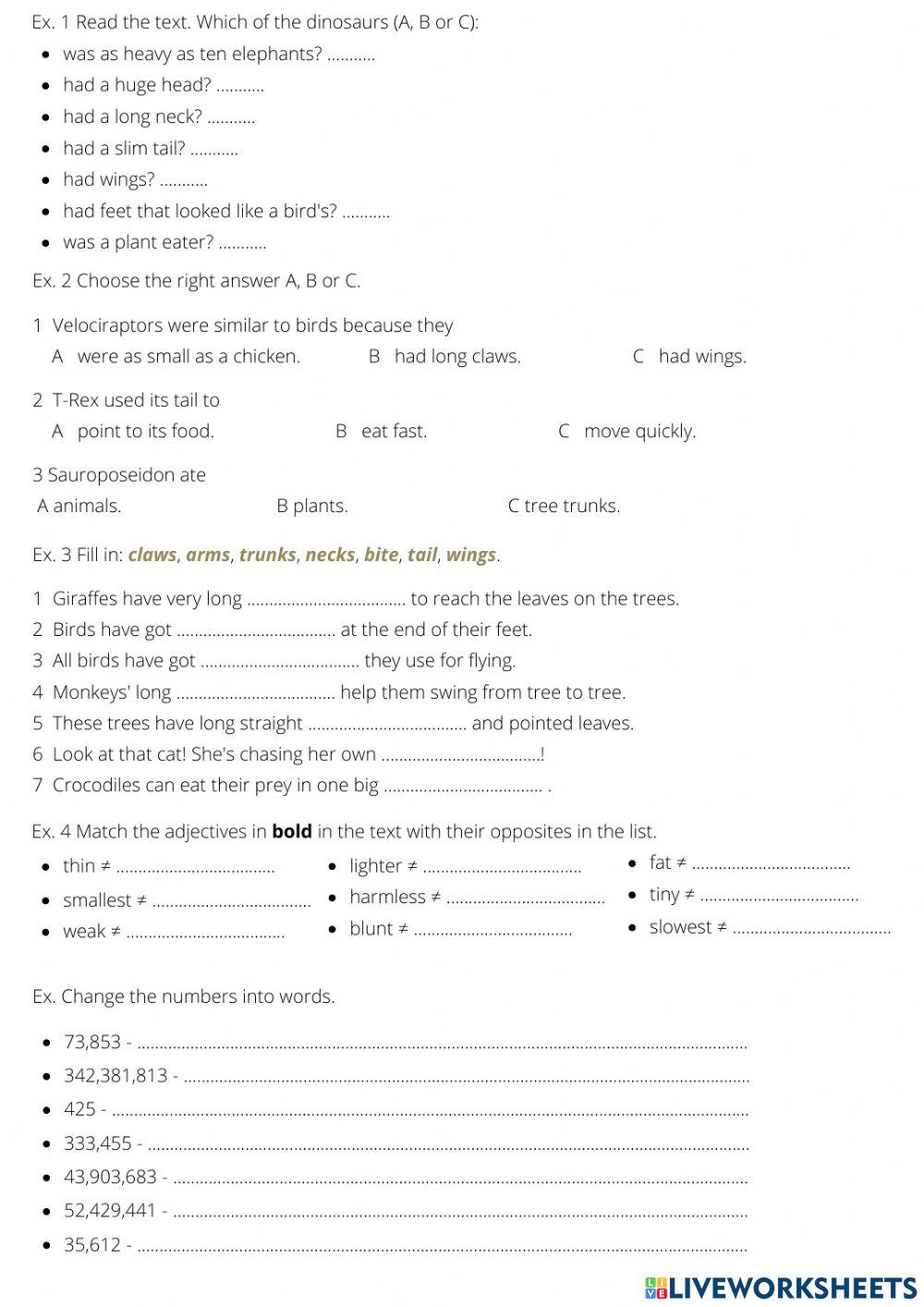 Reading A1 | Free Interactive Worksheets | 6586016