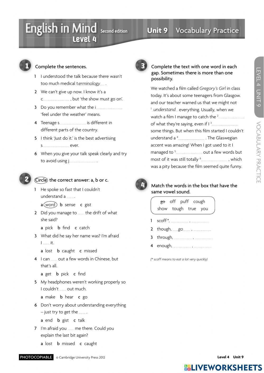 YL14 Vocab Unit9 interactive worksheet | Live Worksheets