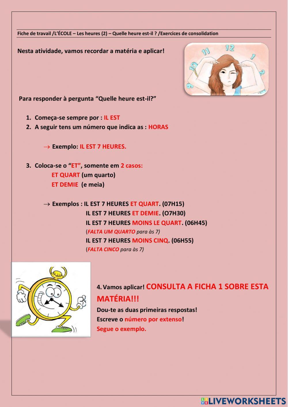 Les heures Français Langue Étrangère (FLE) worksheet | Live Worksheets