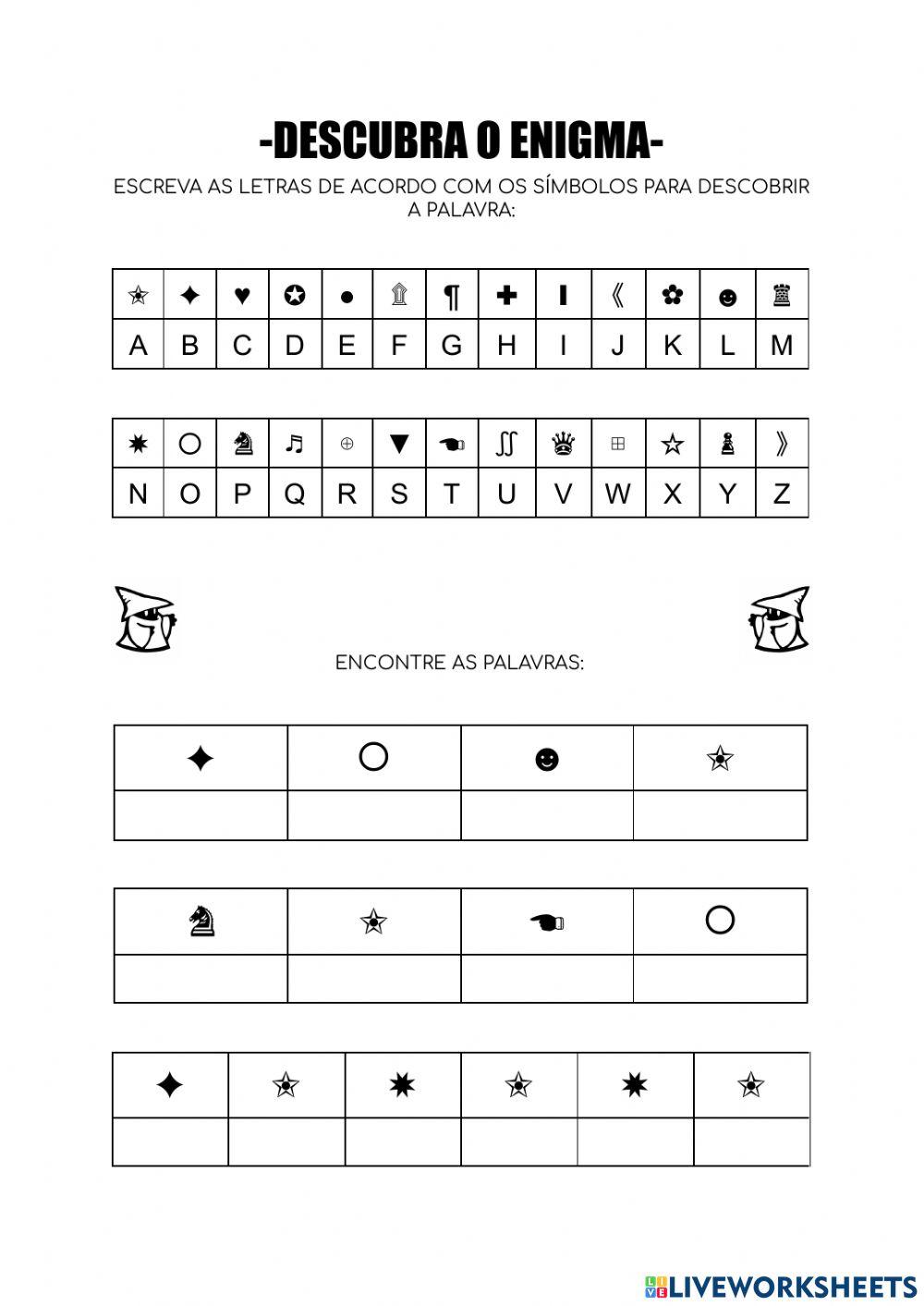 Descubra o Enigma online exercise for | Live Worksheets