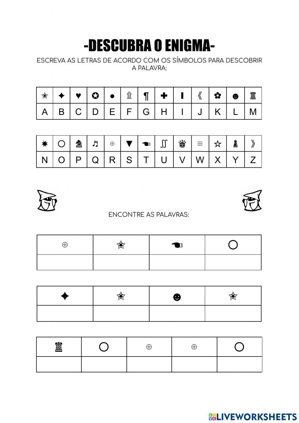 Descubra o Enigma online exercise for | Live Worksheets