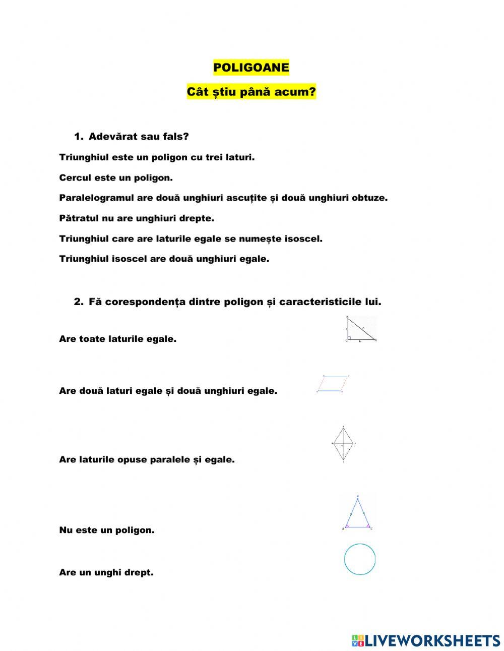 Poligoane | Free Interactive Worksheets | 994856