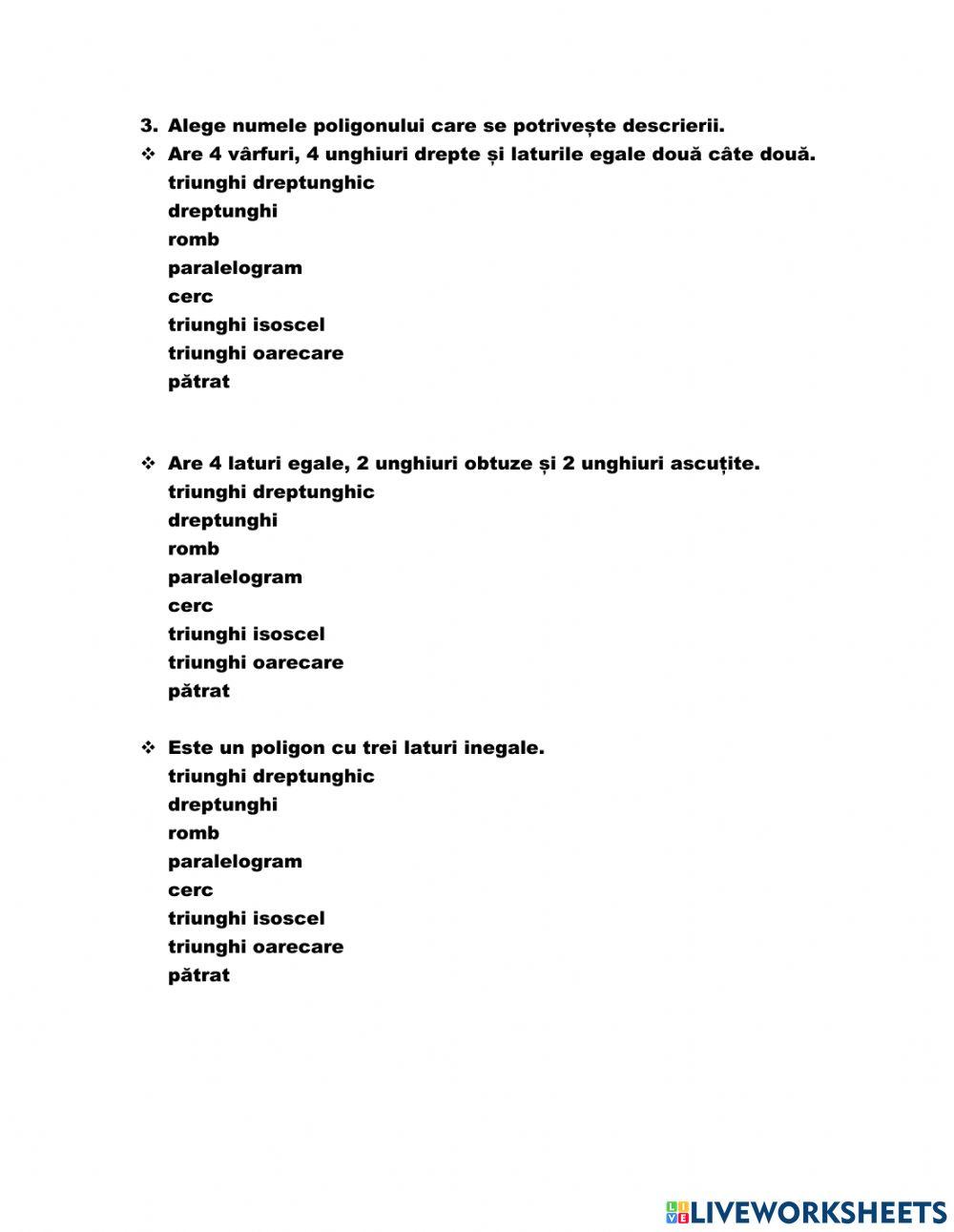 Poligoane | Free Interactive Worksheets | 994856