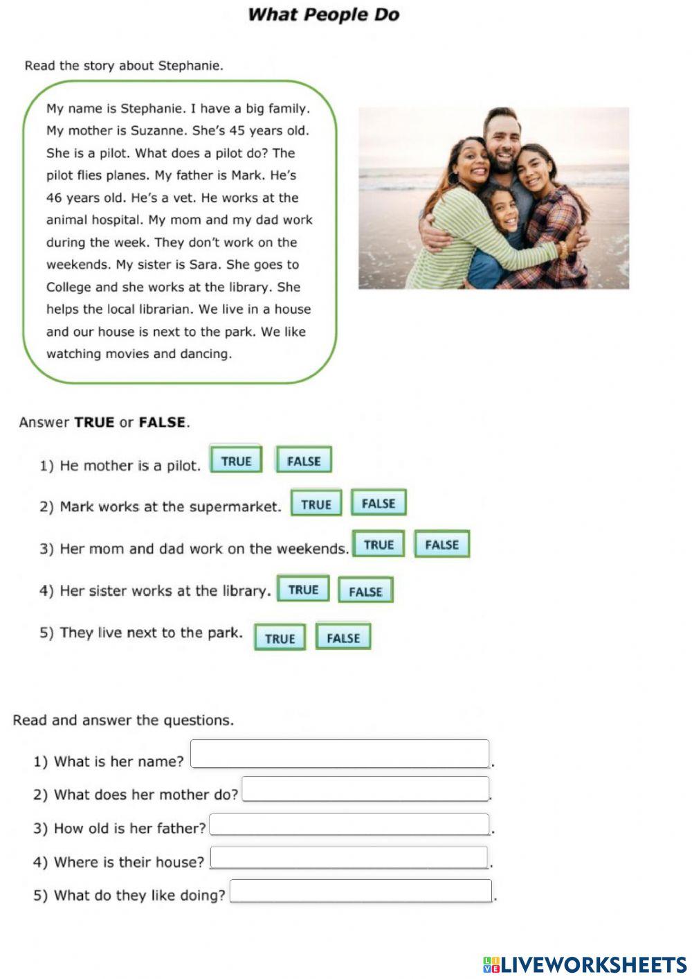 What people do worksheet | Live Worksheets