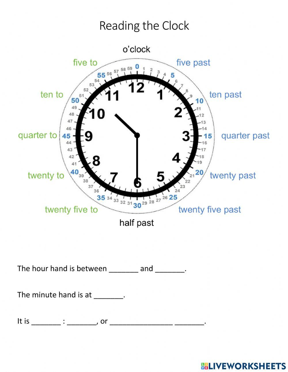 Clock - 10:30 worksheet | Live Worksheets