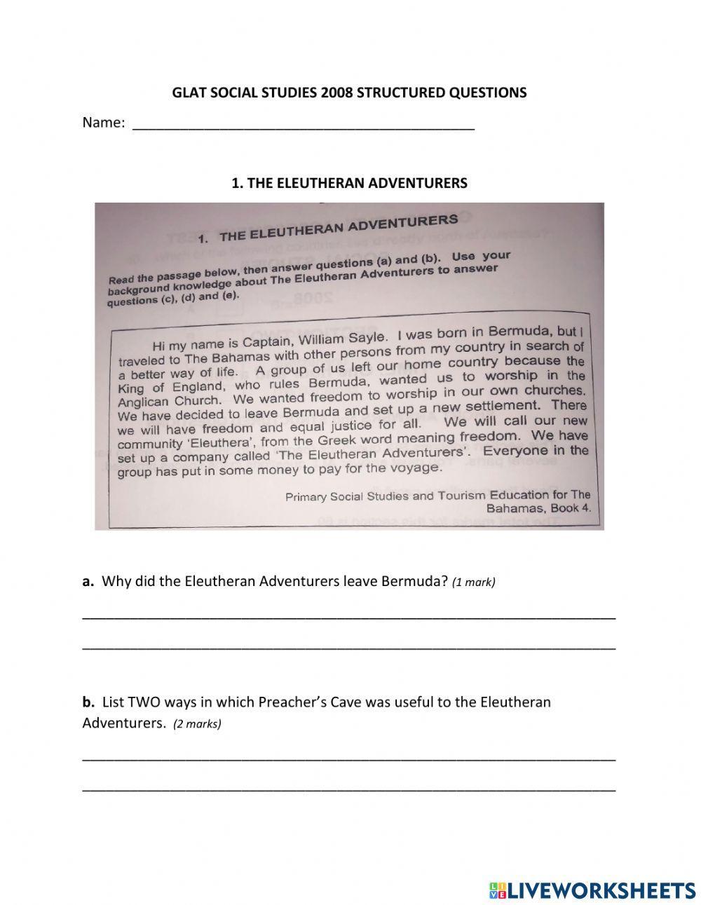 995606 | The Eleutheran Adventurers | Dr. Sharmane Miller