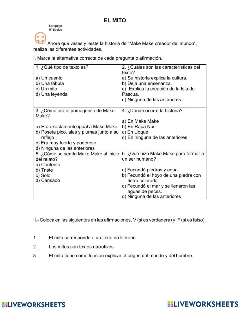 Make Make, mito | Free Interactive Worksheets | 995716