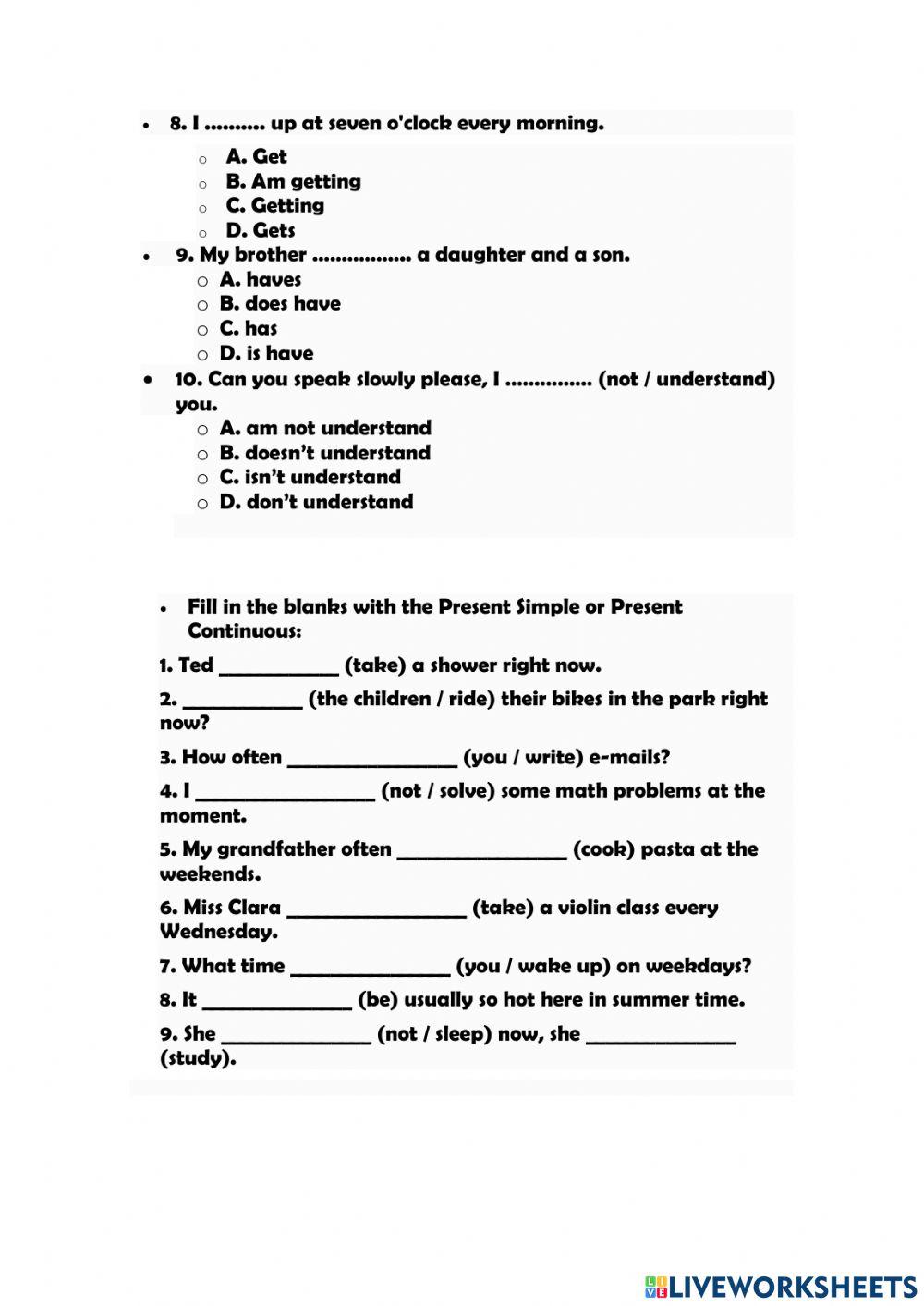 Contrast Presen… | Free Interactive Worksheets | 6587587