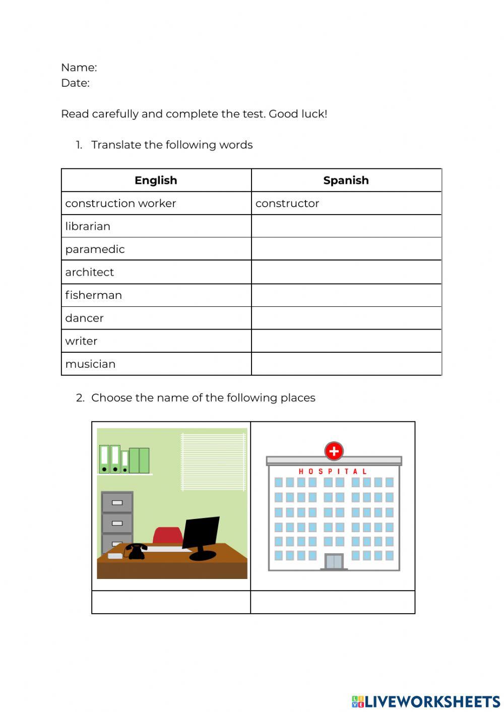 Places online exercise for Places | Live Worksheets
