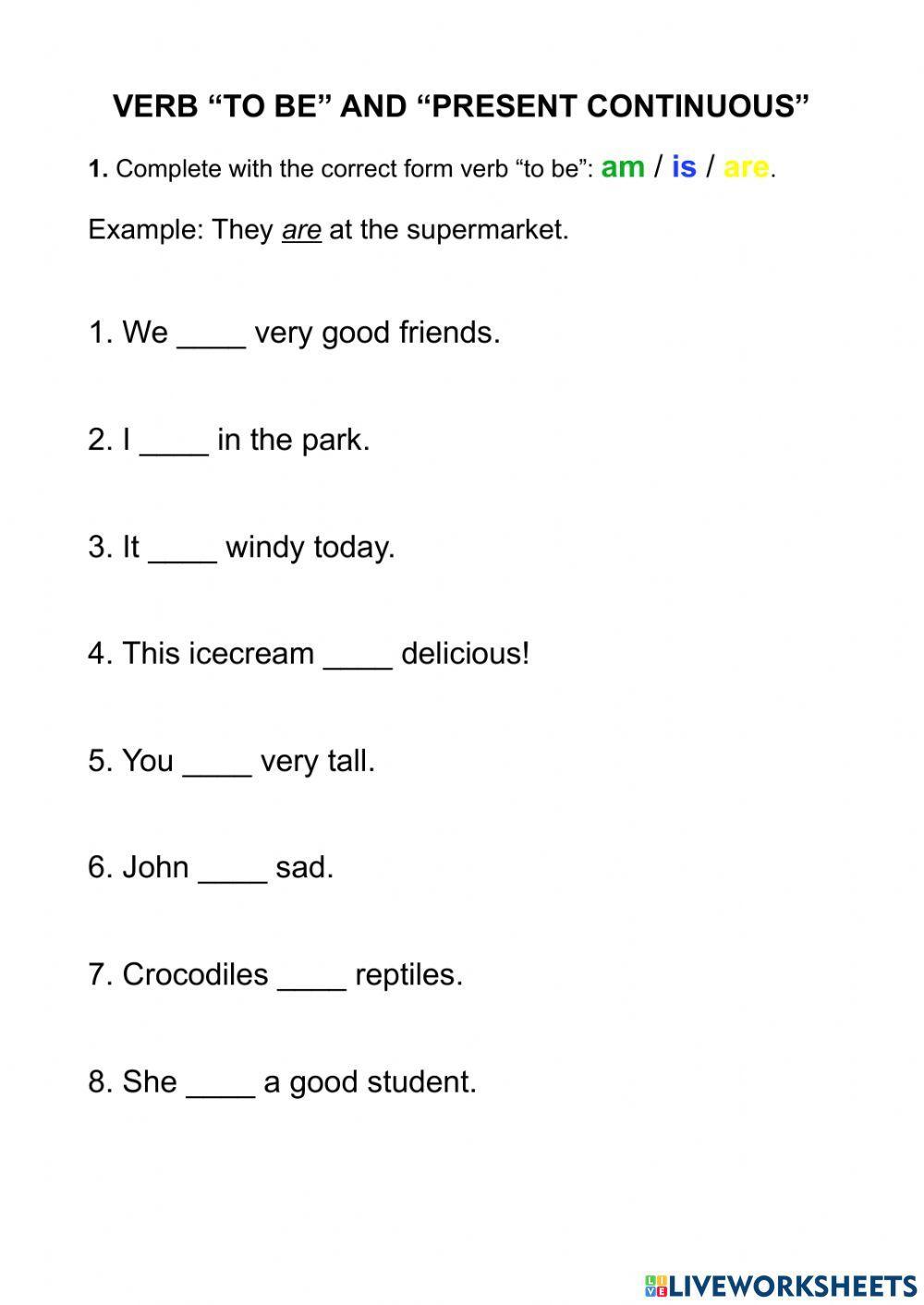 Present continu… | Free Interactive Worksheets | 996388