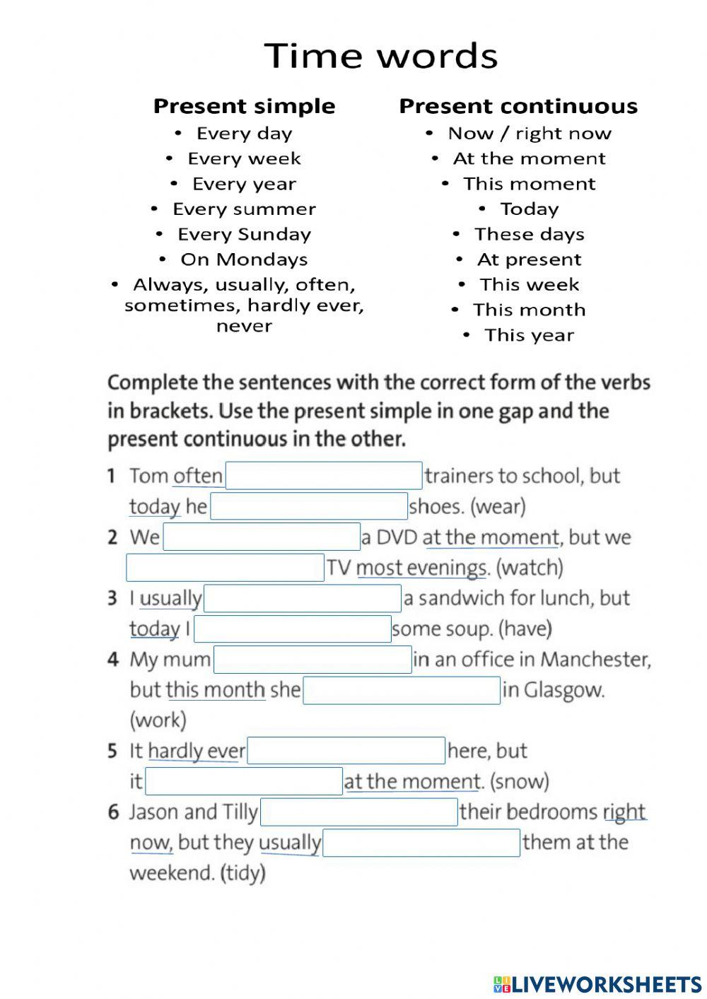 6587839 | Contrast: Present simple and Present