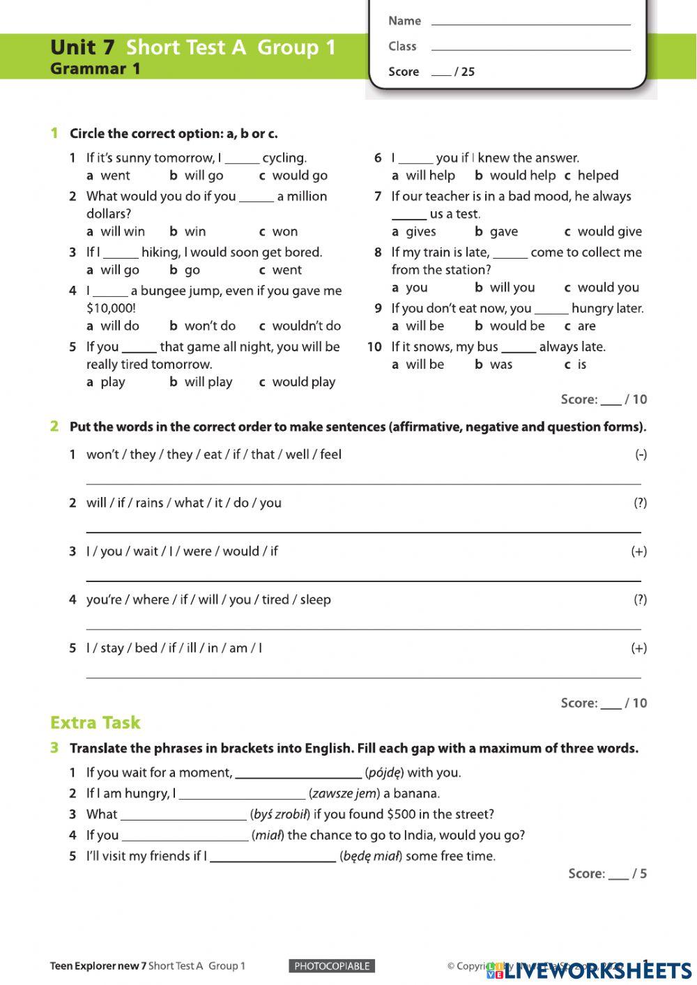 Grade 7 Conditionals 3017991 | Bartosz Bugaj | Live