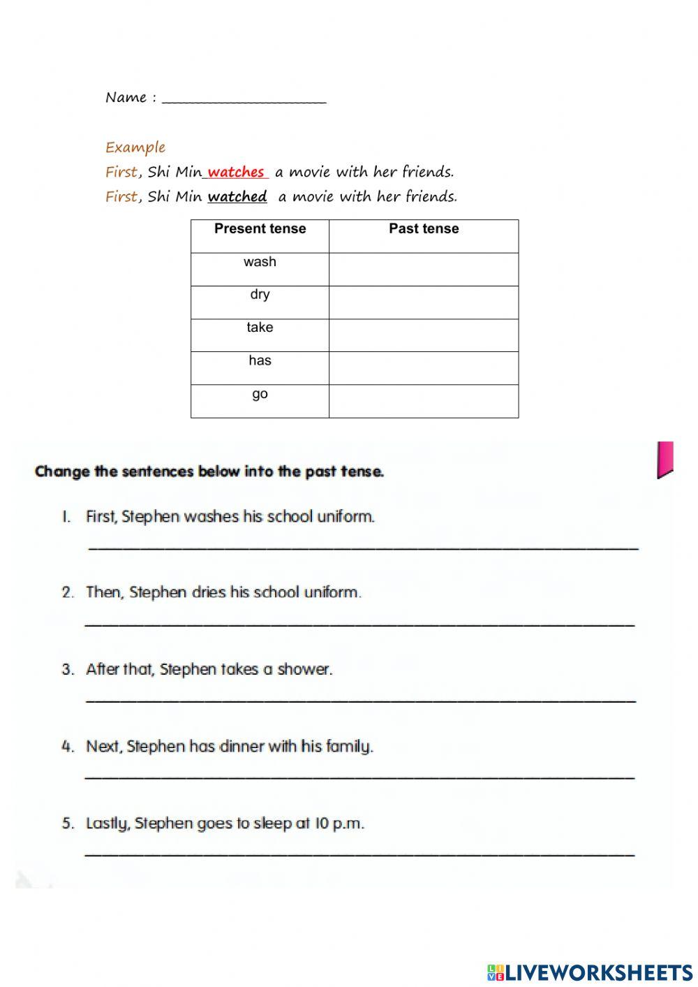 Sequencing Adverbs(Past tense) online exercise for | Live Worksheets