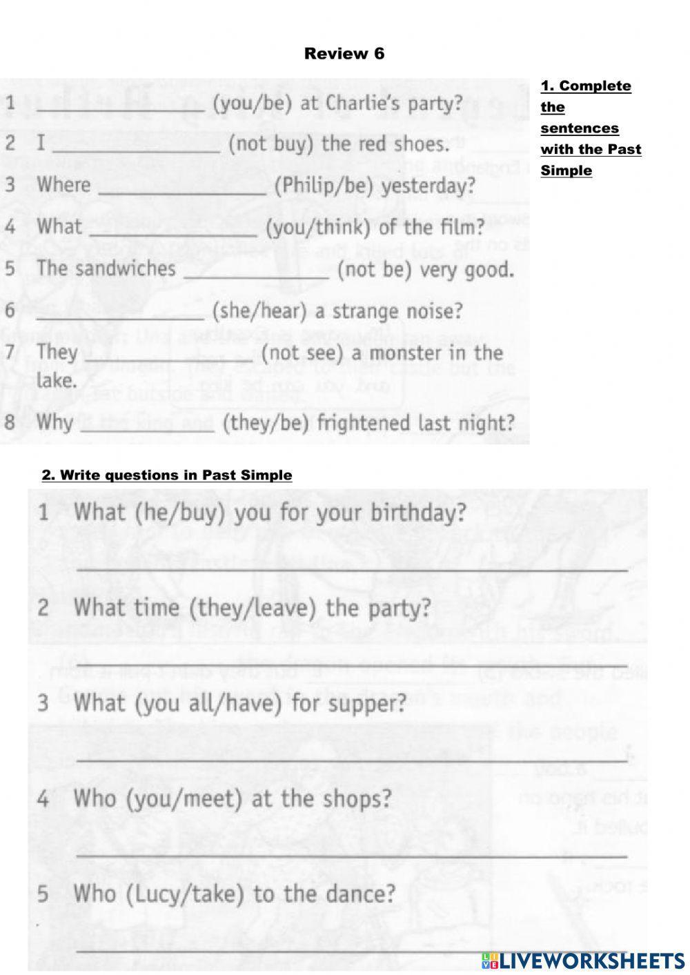 Review 6 - Past Simple (negative and questions) 1308