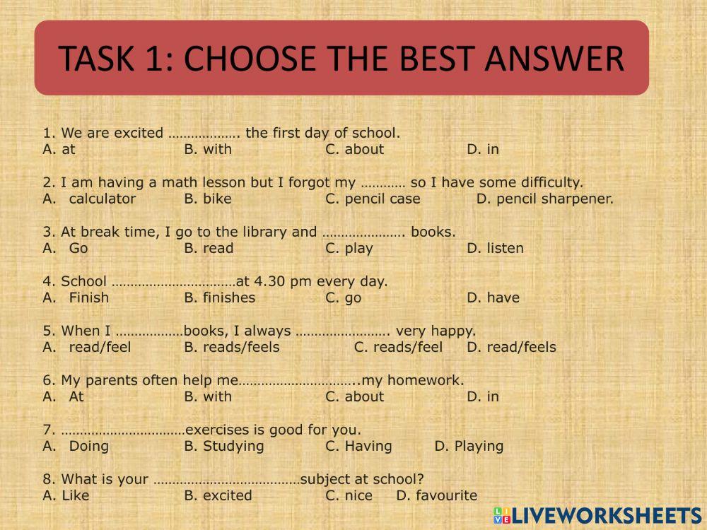 Mini Test 5 - Grade 6 | Dang Duong | Live Worksheets