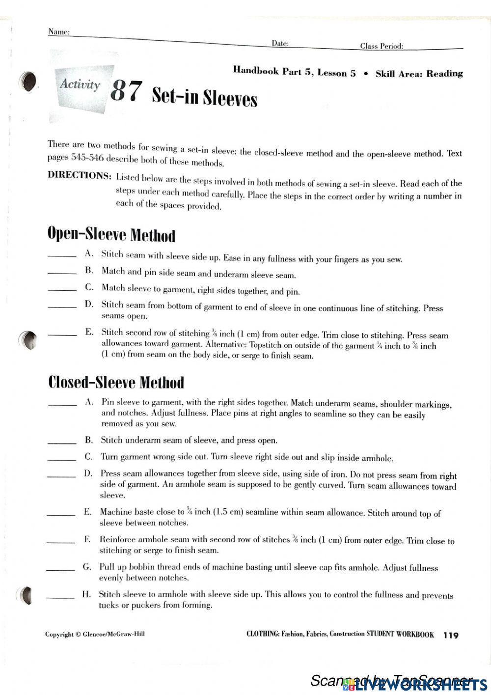 Sleeves Worksheets online exercise for | Live Worksheets