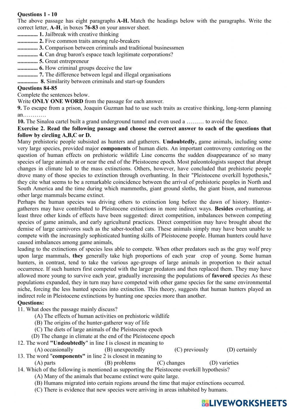 Used To Be Used To Get Used To Test1 Interactive Worksheet